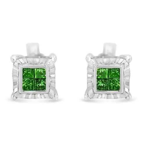 HAUS OF BRILLIANCE Princess Diamond Quad Stud Earrings - White