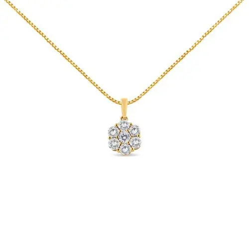 HAUS OF BRILLIANCE 14k Gold 2.00 Cttw Diamond Flower Pendant Necklace - Yellow