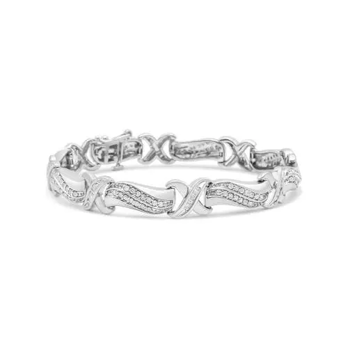 HAUS OF BRILLIANCE 1 3/4 Cttw Diamond Wave And X Link Tennis Bracelet - White