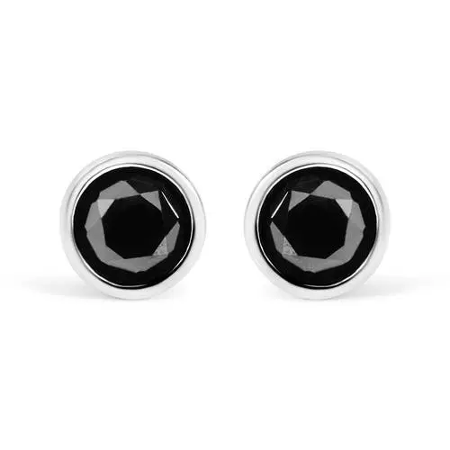 HAUS OF BRILLIANCE 3.00ctw Black Diamond And Sterling Silver Stud Earrings - White
