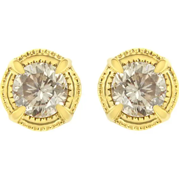 HAUS OF BRILLIANCE 14k Gold Plated Silver 1/3 Ct Diamond Stud Earrings - Yellow