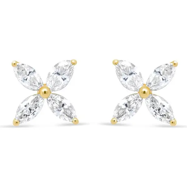 HAUS OF BRILLIANCE 14k Gold 0.75 Ctw Marquise Diamond Floral Stud Earrings - Yellow