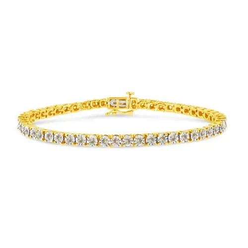 HAUS OF BRILLIANCE 14k Gold Plated Silver 3.0 Cttw Diamond Tennis Bracelet - Yellow