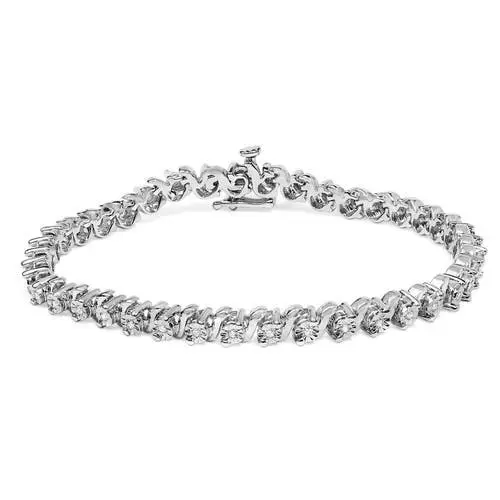 HAUS OF BRILLIANCE Silver 1/4ctw Diamond S-link Bracelet - White