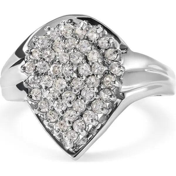 HAUS OF BRILLIANCE 10k Gold 1/2ctw Diamond Pear Shaped Cluster Ring - White