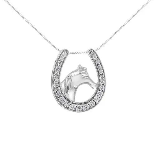 HAUS OF BRILLIANCE Silver 0.25 Cttw Diamond Pendant Necklace - White