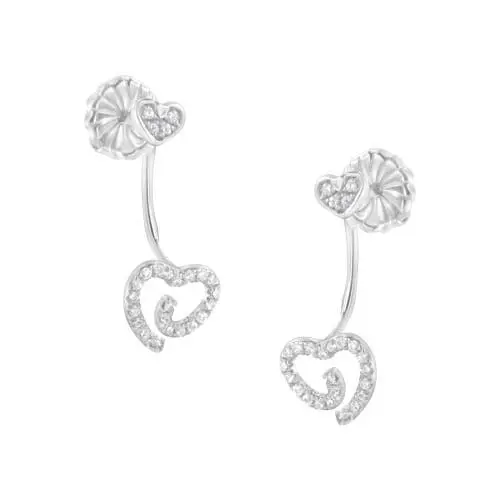 HAUS OF BRILLIANCE 1/4 Ct Diamond Heart Jacket Earrings - White
