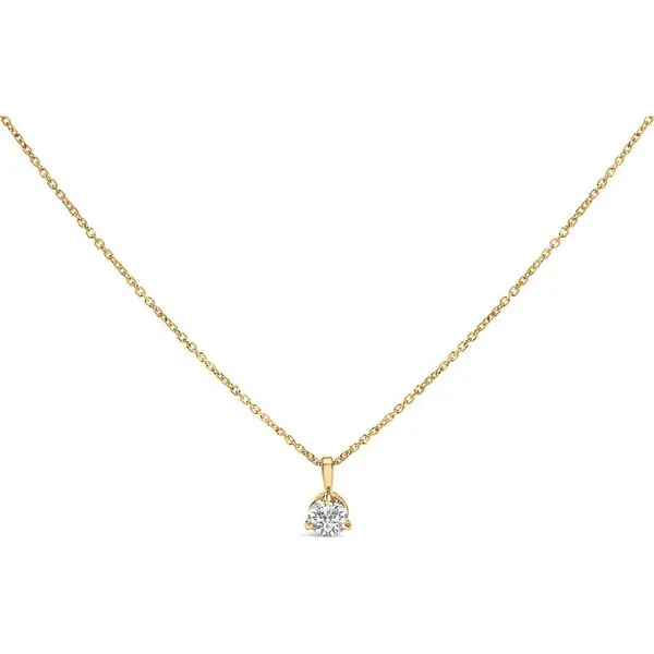 HAUS OF BRILLIANCE 14k Gold Diamond Solitaire Pendant Necklace - Yellow