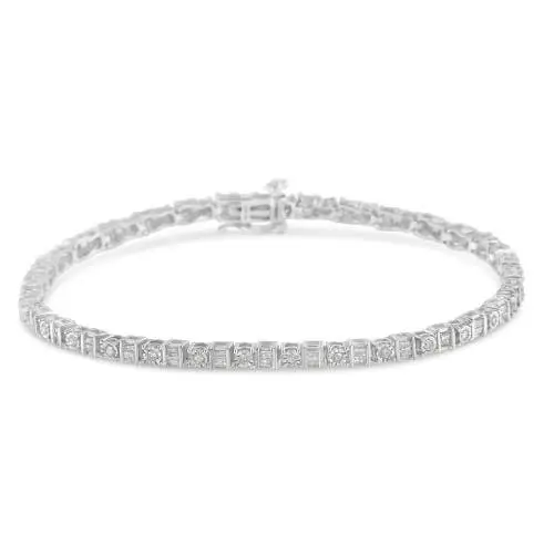 HAUS OF BRILLIANCE Silver 1.0 Cttw Diamond Tennis Bracelet - White