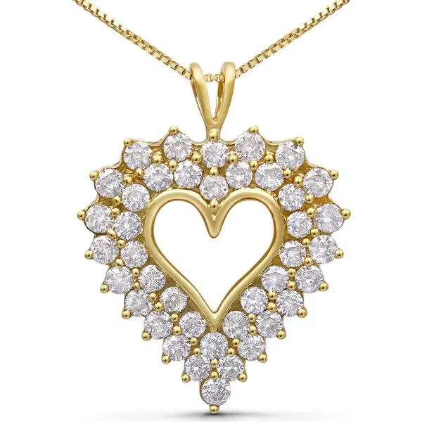 HAUS OF BRILLIANCE 14k Gold Plated Silver Diamond Heart Pendant Necklace - Yellow