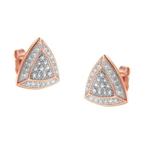 HAUS OF BRILLIANCE 14k Rose Gold Over Silver Diamond Accent Trillion Stud Earrings - Pink