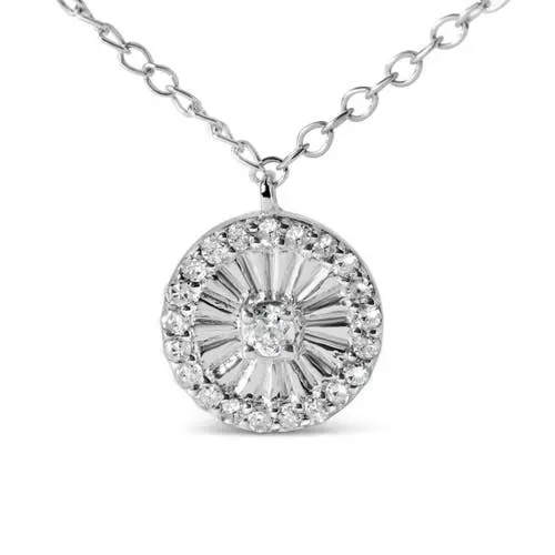 HAUS OF BRILLIANCE 1/6 Cttw Diamond And .925 Silver Wheel Pendant Necklace - White