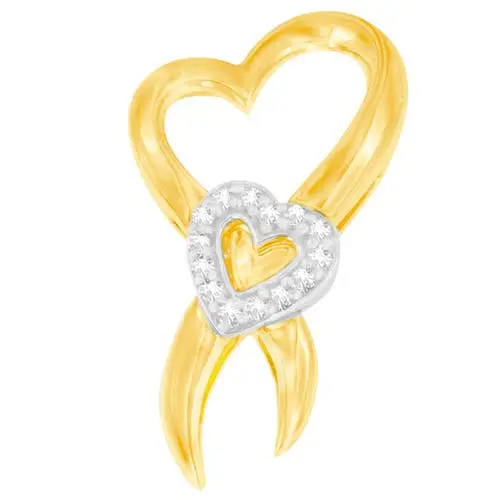 HAUS OF BRILLIANCE 10k Two-tone Gold 0.10 Cttw Diamond Heart Pendant Necklace - Yellow