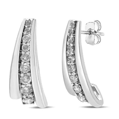 HAUS OF BRILLIANCE 1.00 Cttw Diamond Huggie Earrings - White