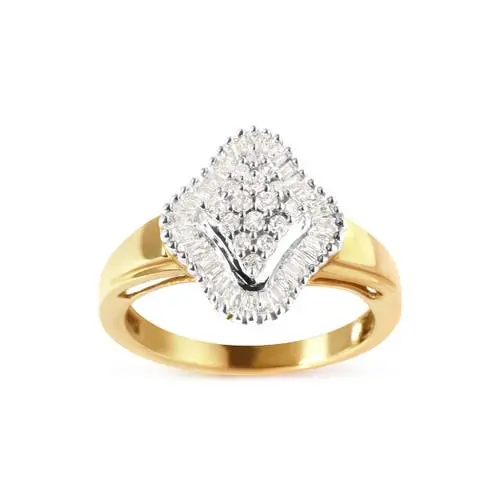 HAUS OF BRILLIANCE 10k Gold 1/2cttw Diamond Rhombus And Halo Ring - Yellow