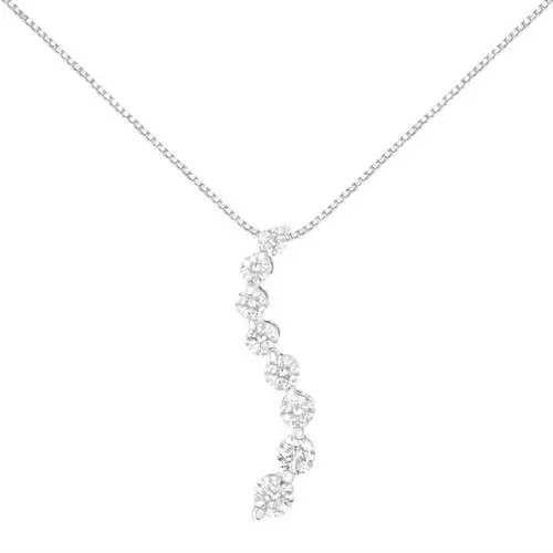 HAUS OF BRILLIANCE Ags Certified 14k Gold 3.0 Cttw Diamond Journey 18" Pendant Necklace - White