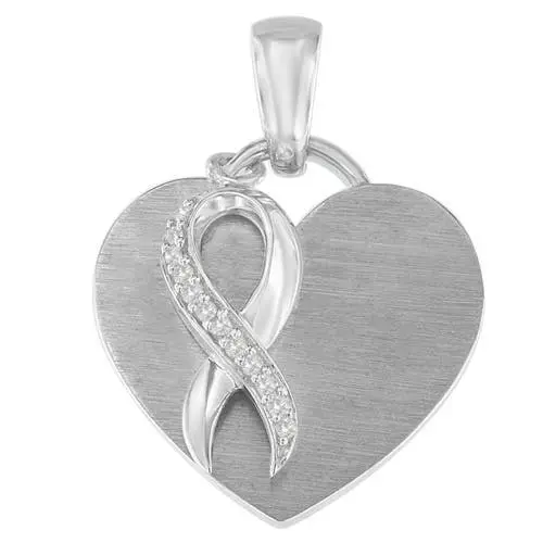 HAUS OF BRILLIANCE Silver Diamond Heart Pendant Necklace - White