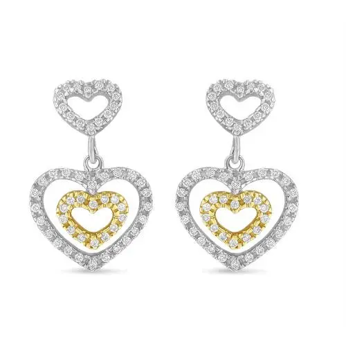 HAUS OF BRILLIANCE 14k Two Tone 0.56 Ct Diamond Dangle Earrings - Yellow