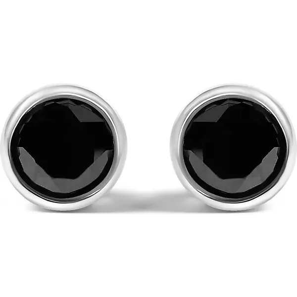 HAUS OF BRILLIANCE Silver 1 1/4 Cttw Black Diamond Stud Earrings - White