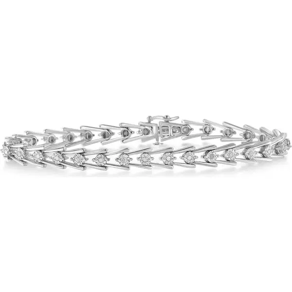 HAUS OF BRILLIANCE Silver Diamond Link Bracelet - White