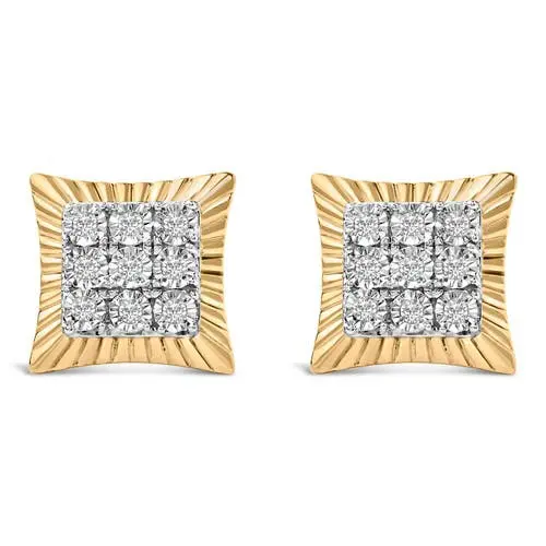 HAUS OF BRILLIANCE 10k Gold Plated Silver 1/4 Cttw Diamond Stud Earrings - Yellow
