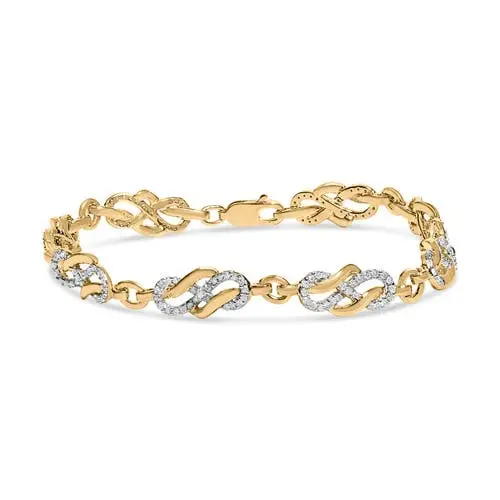 HAUS OF BRILLIANCE 14k Gold Plated Silver Diamond Link Bracelet - Yellow