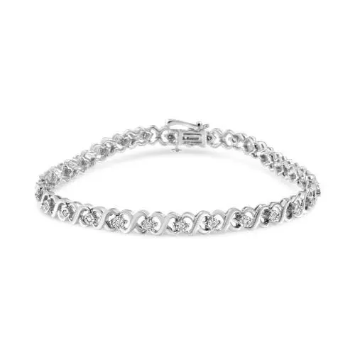 HAUS OF BRILLIANCE Silver 1/3 Cttw Miracle Plate Diamond Infinity Link Bracelet - White