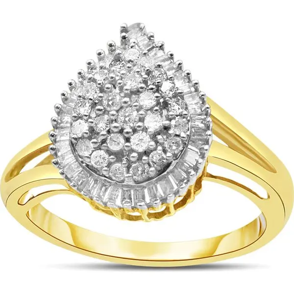 HAUS OF BRILLIANCE 10k Gold 1/2 Cttw Diamond Pear Ring - Yellow