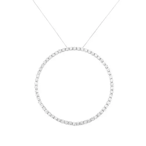HAUS OF BRILLIANCE Silver 5.0 Cttw Diamond Circle Pendant Necklace - White