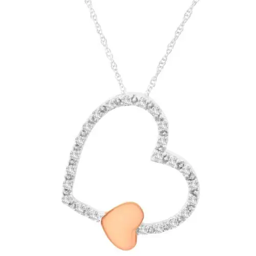 HAUS OF BRILLIANCE 10kt Gold 1/6 Cttw Diamond Heart Pendant Necklace - White
