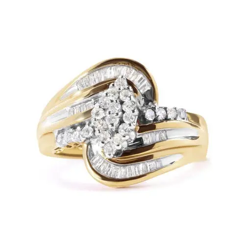 HAUS OF BRILLIANCE 10k Gold 1/2cttw Diamond Cluster And Swirl Ring - Yellow