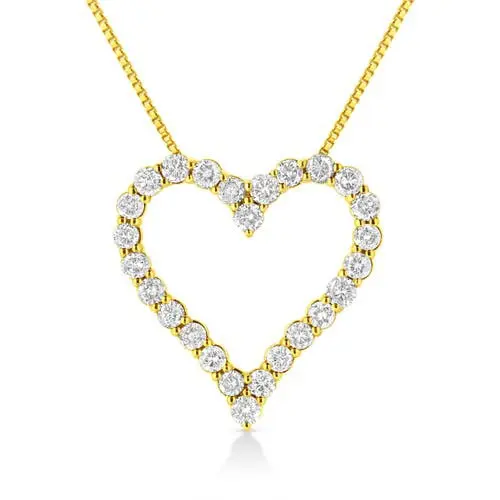 HAUS OF BRILLIANCE 14k Gold 2.00 Cttw Round Diamond Heart Pendant Necklace - Yellow