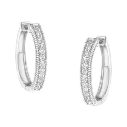 HAUS OF BRILLIANCE 10kt Gold 1.00 Cttw Diamond Hoop Earrings - White