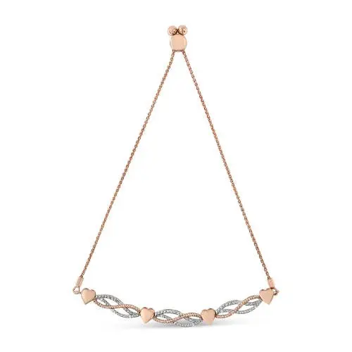 HAUS OF BRILLIANCE 14k Rose Gold Plated Diamond Accent Bolo Bracelet - Pink