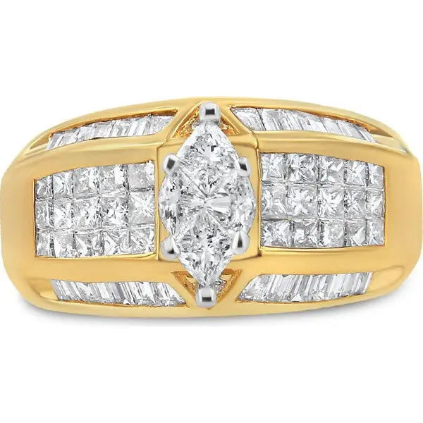 HAUS OF BRILLIANCE 14k And White Gold 1 3/4 Cttw Multi Shaped Diamond Ring - Yellow