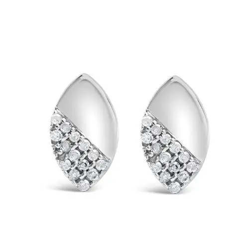 HAUS OF BRILLIANCE Sterling Silver Diamond Pear Stud Earrings - White