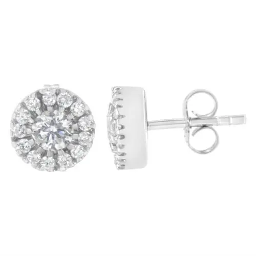 HAUS OF BRILLIANCE 14k Gold 1 Cttw Diamond Halo Stud Earrings - White