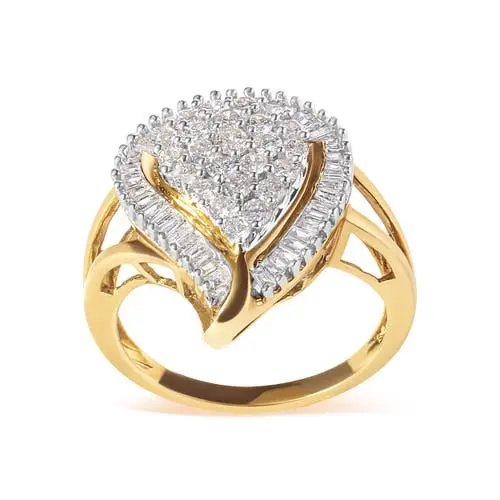 HAUS OF BRILLIANCE 10k Gold 1 Cttw Diamond Ballerina Cluster Ring - Yellow
