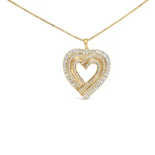 HAUS OF BRILLIANCE 14k Gold Plated Silver 1/4ctw Diamond Heart Pendant Necklace - Yellow