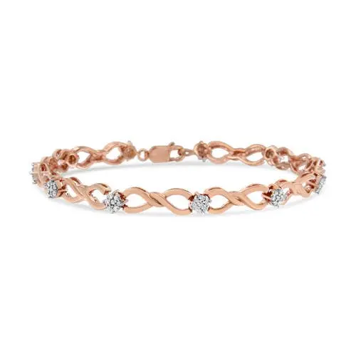 HAUS OF BRILLIANCE 10k Rose Gold Plated Silver 1/2 Cttw Diamond Infinity Link Bracelet - Pink