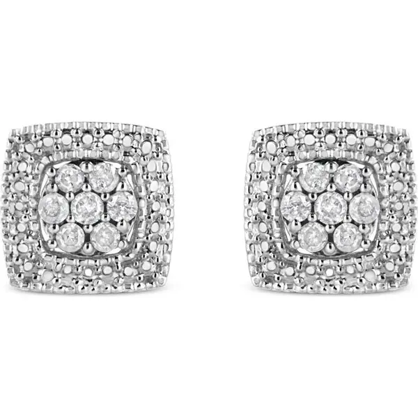 HAUS OF BRILLIANCE 1/2 Cttw Diamond .925 Sterling Silver Stud Earrings - White