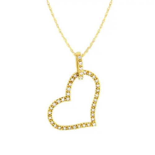 HAUS OF BRILLIANCE 10k Gold 1/4ctw Diamond Open Heart 18" Pendant Necklace - Yellow