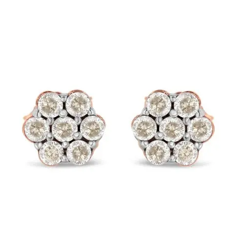 HAUS OF BRILLIANCE 10k Rose Gold Diamond Floral Stud Earrings - Pink