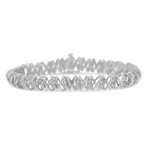 HAUS OF BRILLIANCE Silver Rose-cut Diamond X-link Bracelet - White