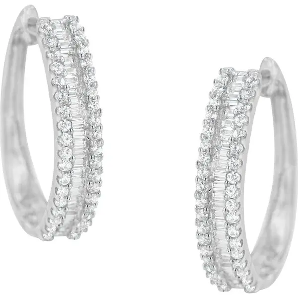 HAUS OF BRILLIANCE 10k Gold Diamond Hoop Earrings - White