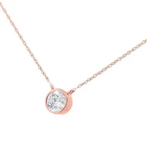 HAUS OF BRILLIANCE 10k Gold 1/5 Ctw Ags Certified Diamond Solitaire Pendant Necklace - Rose