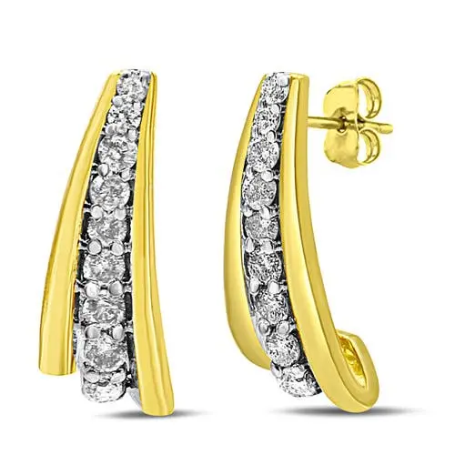 HAUS OF BRILLIANCE 10k Gold Plated Silver 0.50 Ct Diamond Huggie Earrings - Yellow