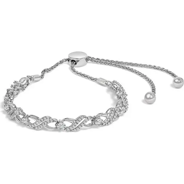 HAUS OF BRILLIANCE Silver 0.50 Ctw Diamond Bolo Bracelet - White