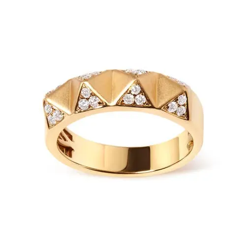 HAUS OF BRILLIANCE 14k Gold Diamond Pyramid Band Ring - Yellow