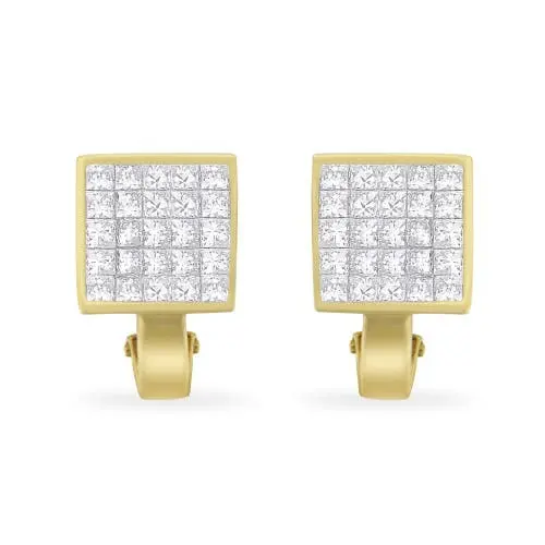 HAUS OF BRILLIANCE 14k Gold 3-1/5 Cttw Diamond Grid Huggie Earrings - Yellow